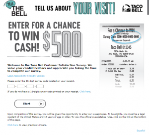 Tellthebell | Win $500 @ Taco Bell Customer Experience Survey